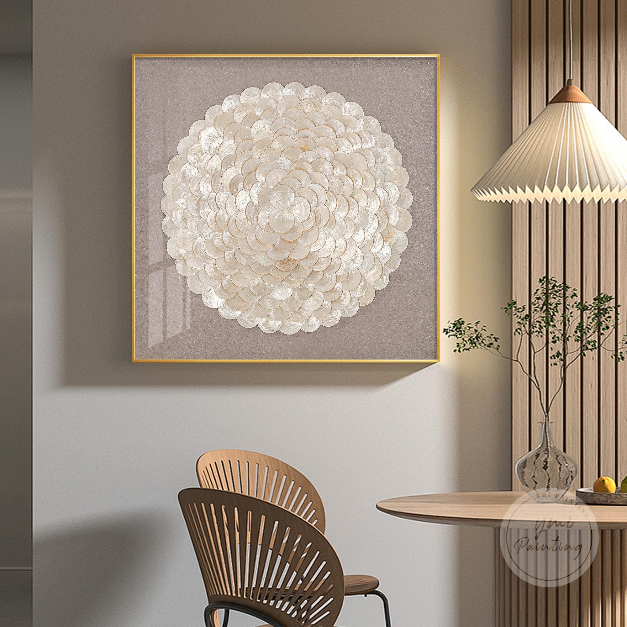 Large Gold Capiz Shell Art: 3D Coastal Wall Decor,oversized Wall Art ...