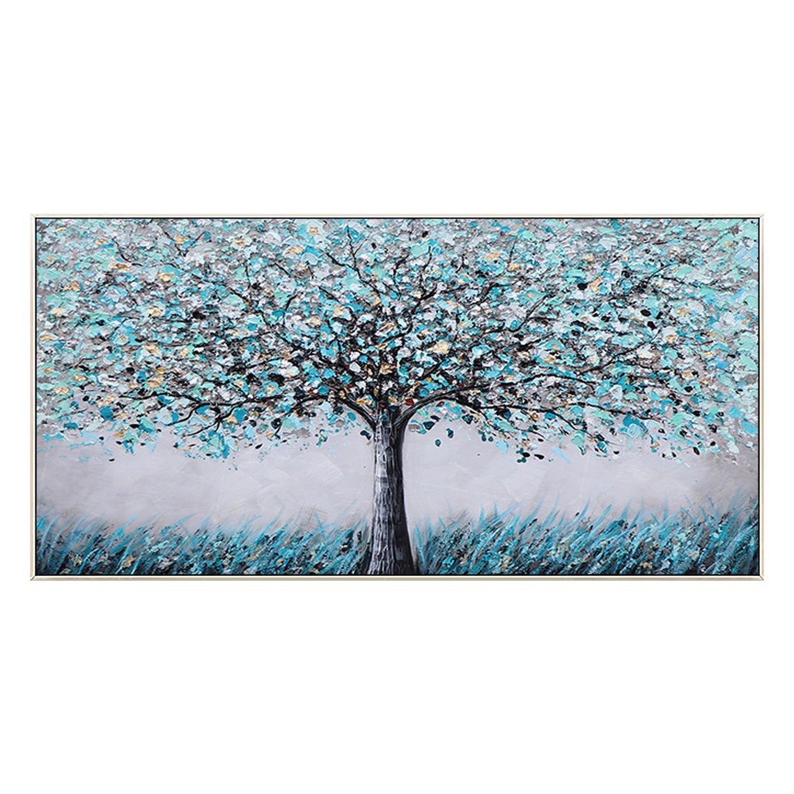 Tree Painting on Canvas Original Grass Large Painting/framed - Etsy