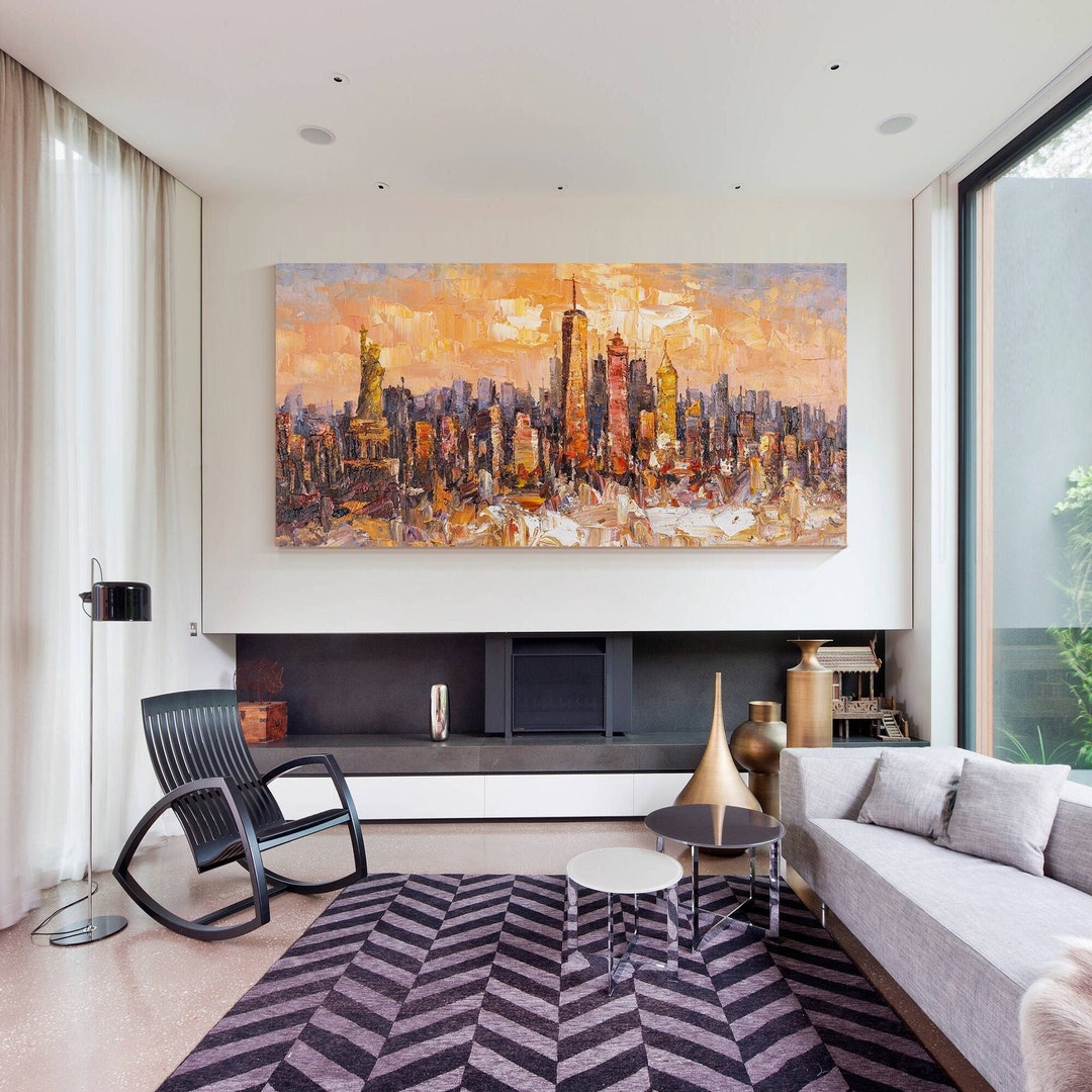Textured NYC Skyline Painting: Abstract New York City Art - Etsy