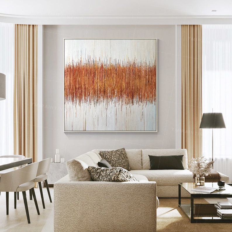 Abstract Art Orange Red Modern Art Paintings on Canvas Large - Etsy