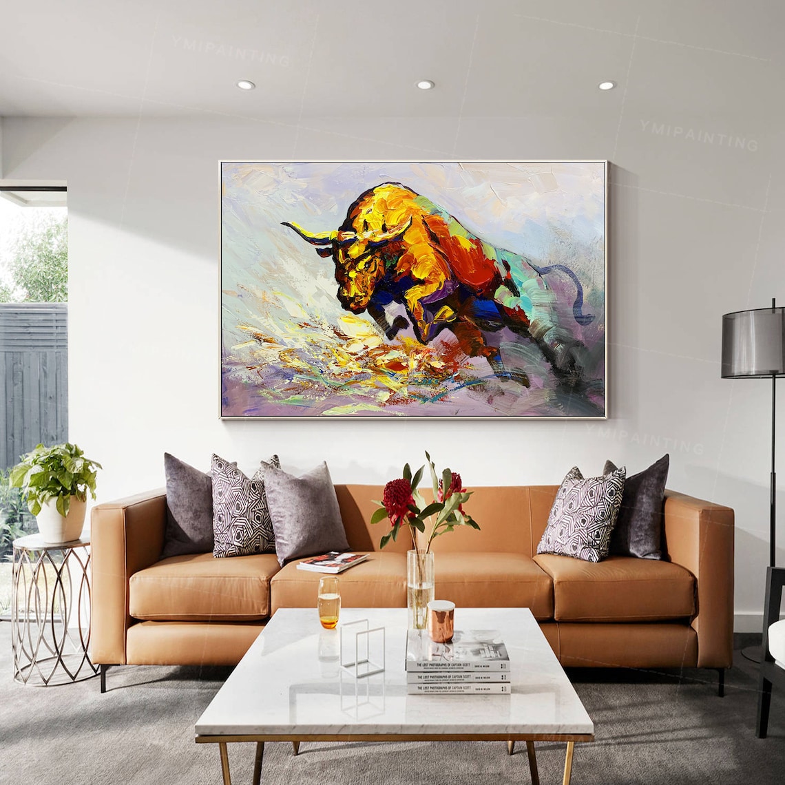 Colorful Abstract Bull Wall Art Oil Painting Modern Art Large - Etsy