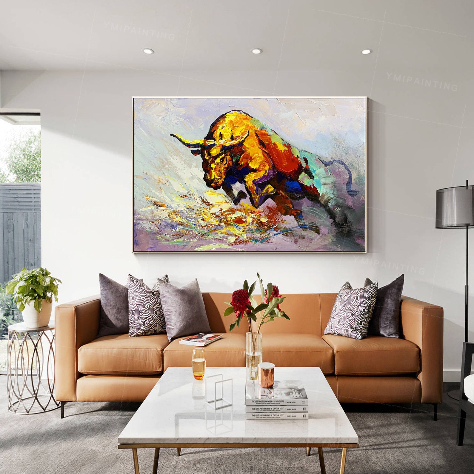 Colorful Abstract Bull Wall Art Oil Painting Modern Art Large - Etsy