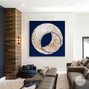 Luxury Capiz Shell Yin-yang Wall Art,handmade 3D Gold Shell Decor,navy ...