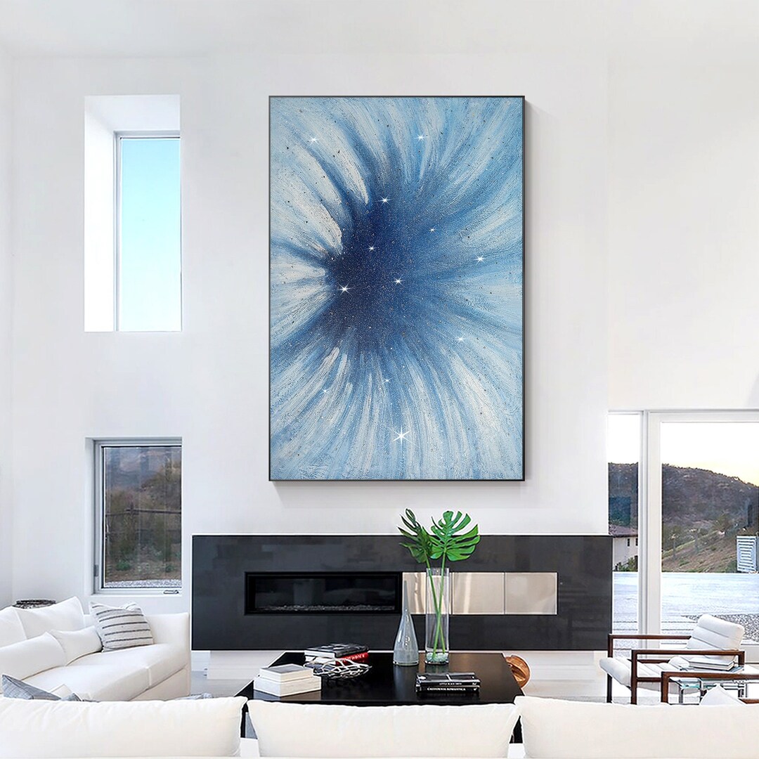 Original Crushed Glass Art,blue Flower Art,glam Art,bling Art,glitter ...