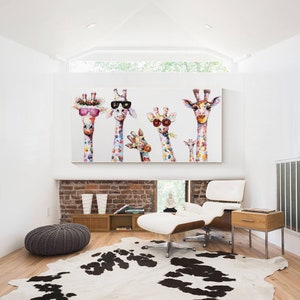 3D Giraffe Family Funny Art Painting,colorful Art,large Wall Art,pop ...