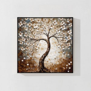 Brown Tree Flower Painting,large Tree of Life Painting,brown Tree ...