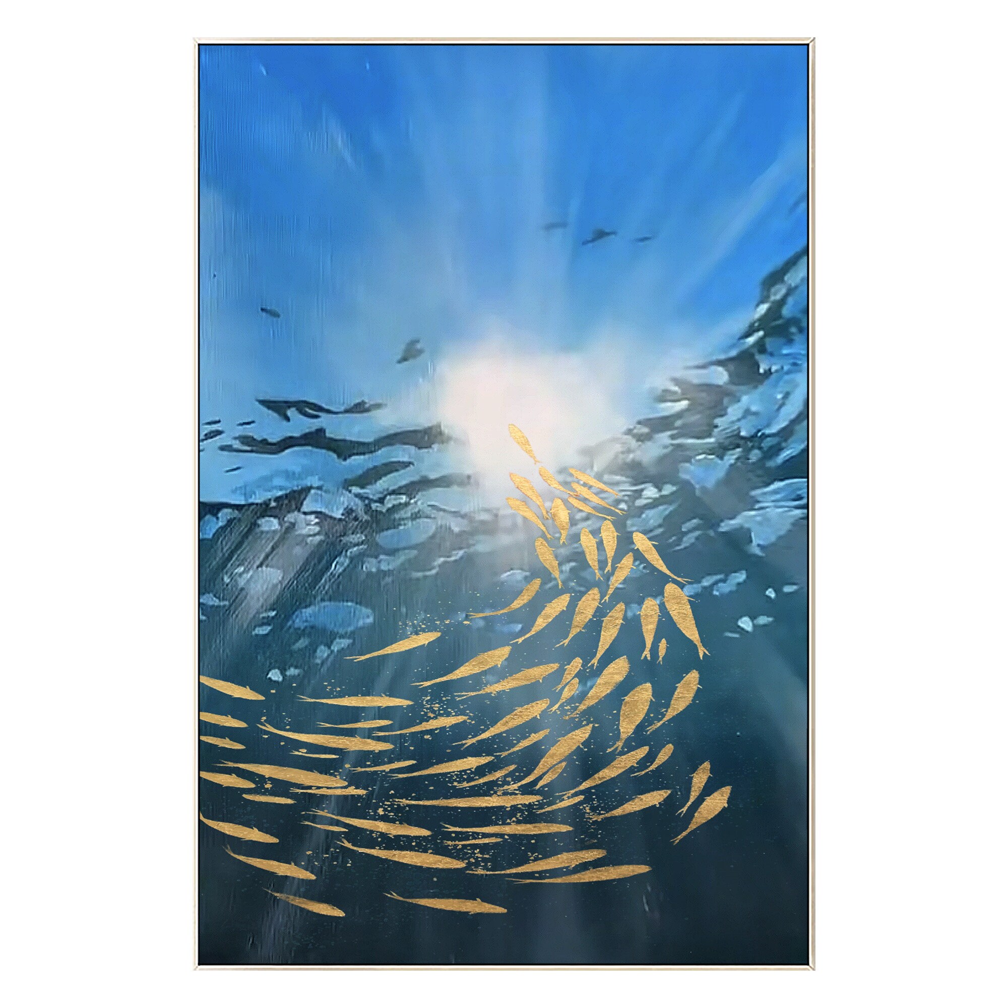 Gold Koi Fish Abstract Art Blue Watercolor Art Ocean Sunrise - Etsy