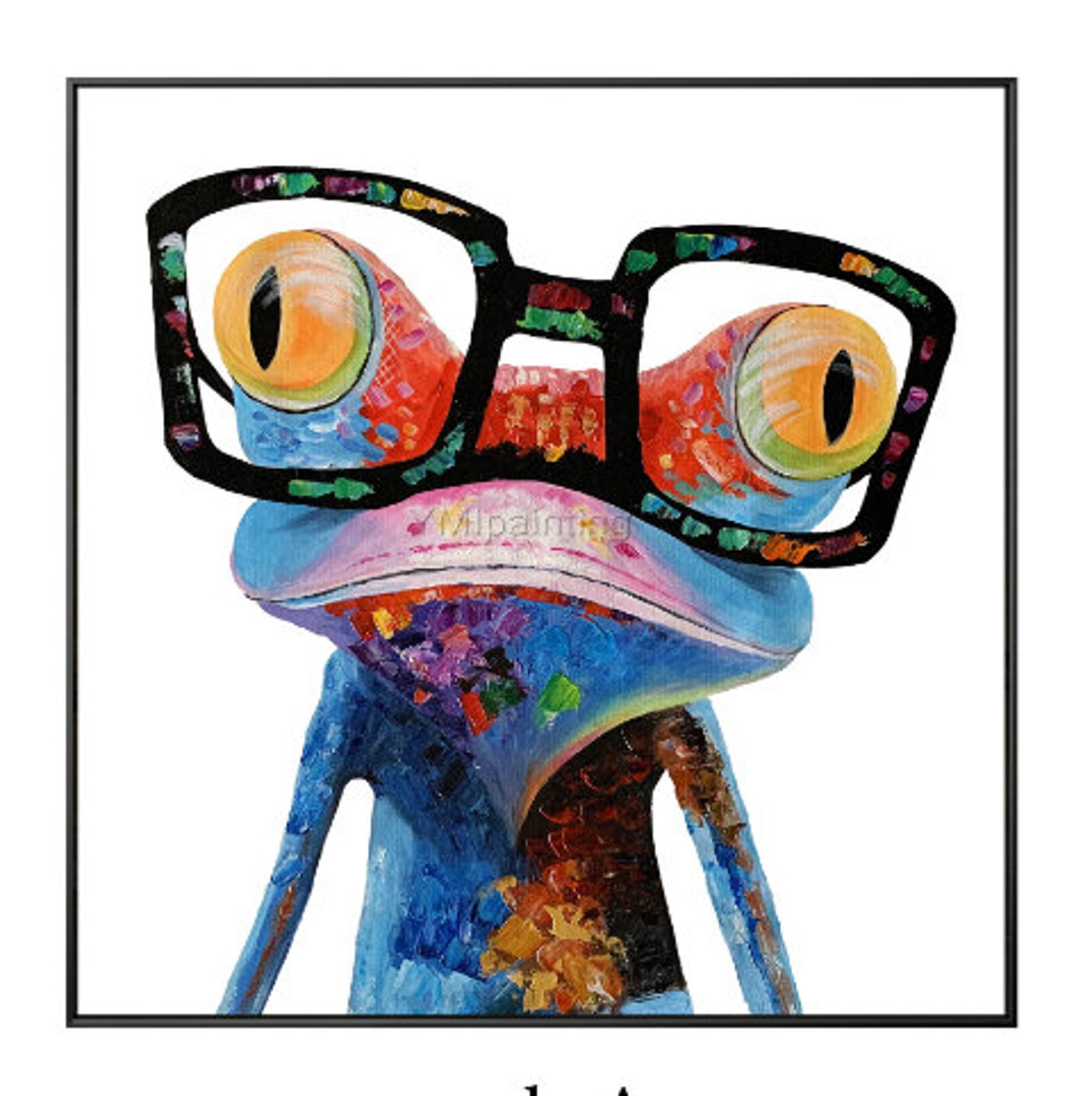 Frog Painting Pop Art Animal Painting Palette Knife Texture - Etsy