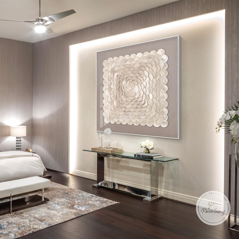 3D Gold Shell Wall Art: Mother of Pearl Capiz Shell Painting,oversized ...