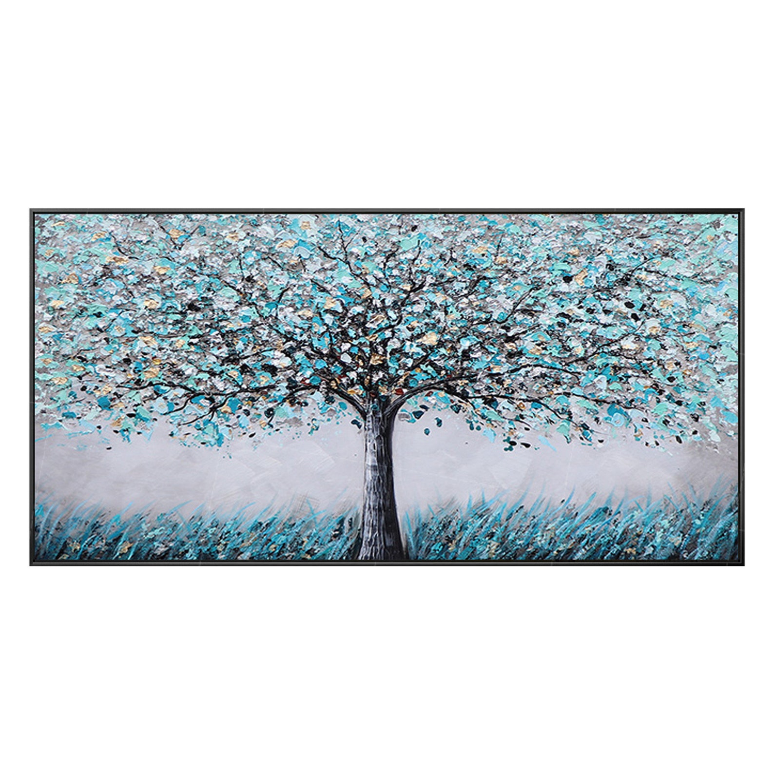 Tree Painting on Canvas Original Grass Large Painting/framed - Etsy