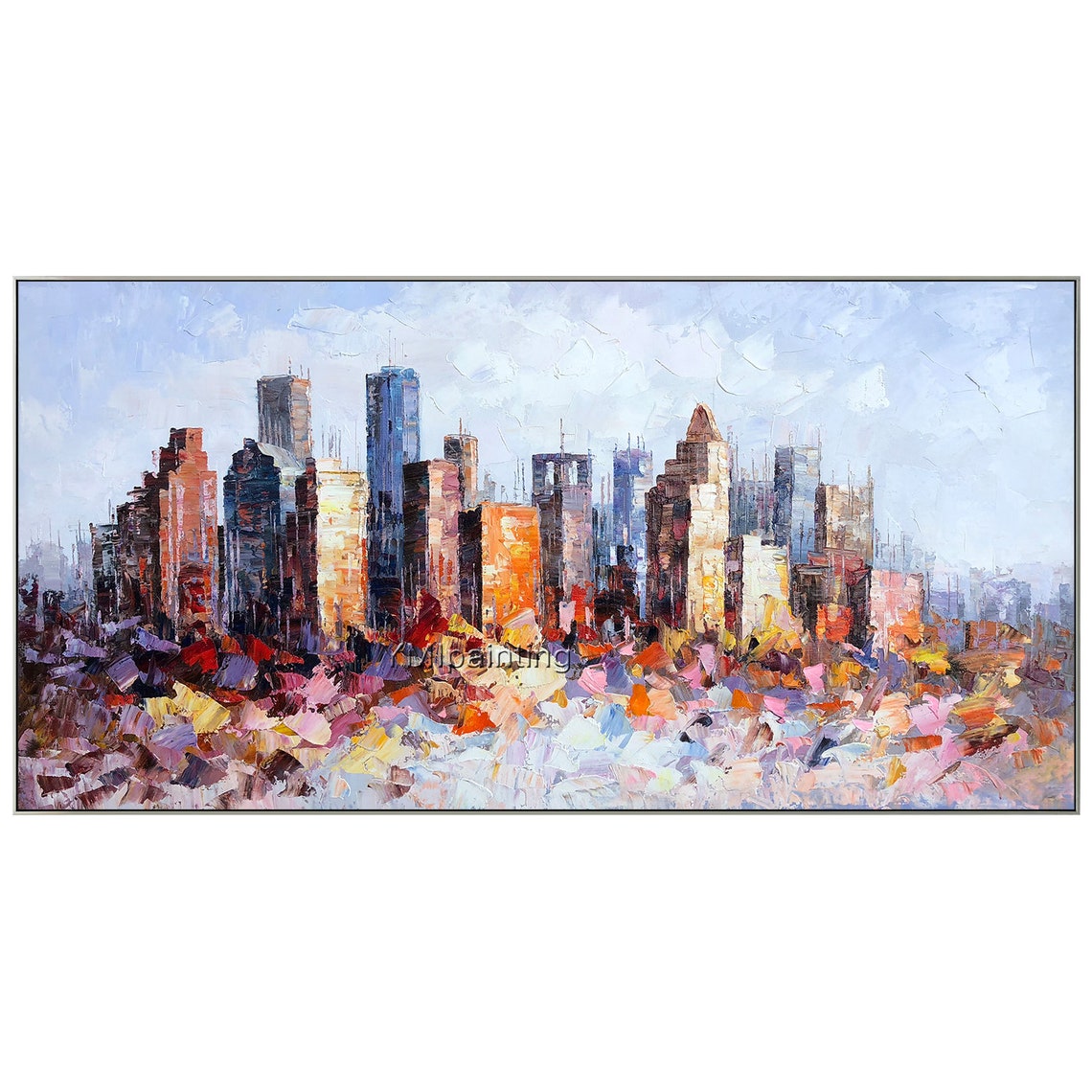 Framed wall art Houston Cityscape Skyline Oil paintings on | Etsy
