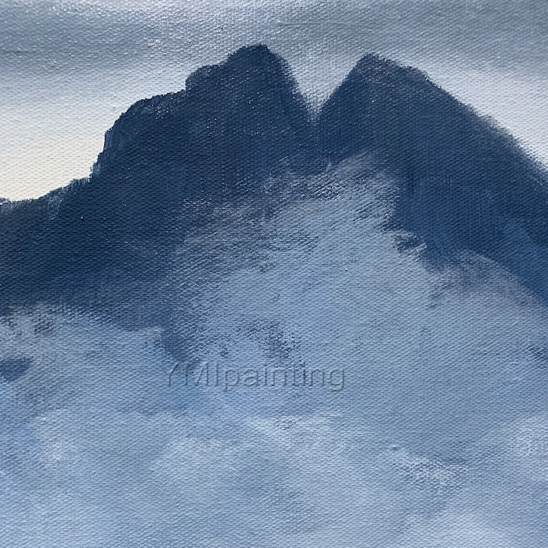 Set of 3 wall art mountain art Framed wall art cloud paintings | Etsy