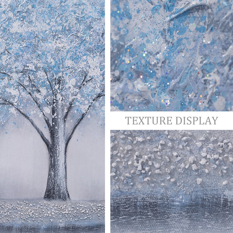 Abstract Blue Tree Painting With Stonetree of Life - Etsy