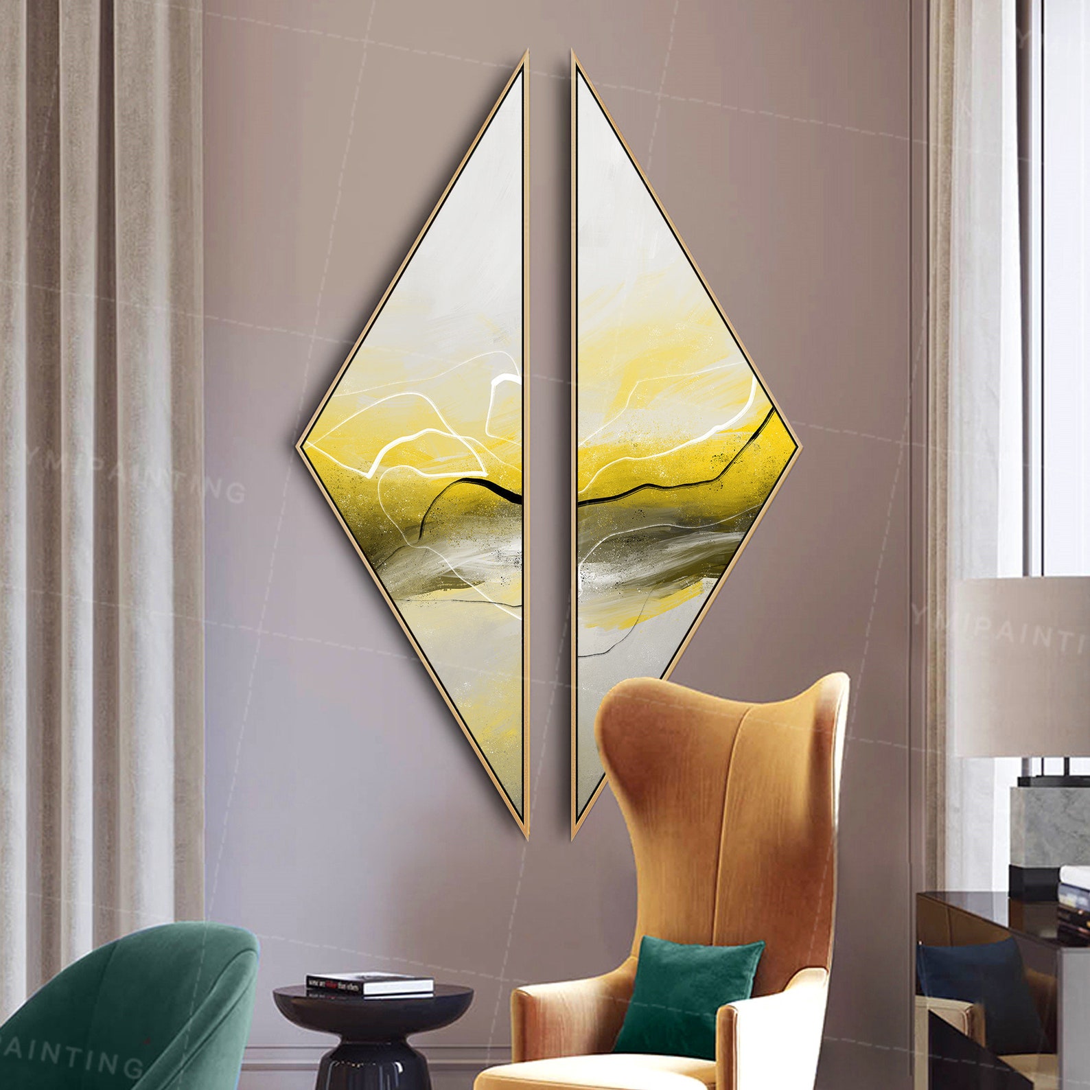 Framed Wall Art Set of 2 Wall Art Abstract Paintings on Canvas | Etsy