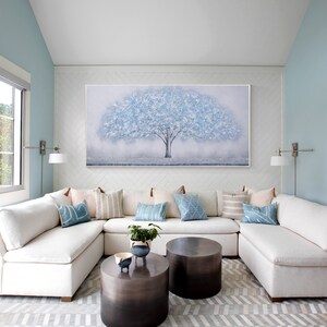 Abstract Blue Tree Painting With Stone,tree of Life Painting,original ...