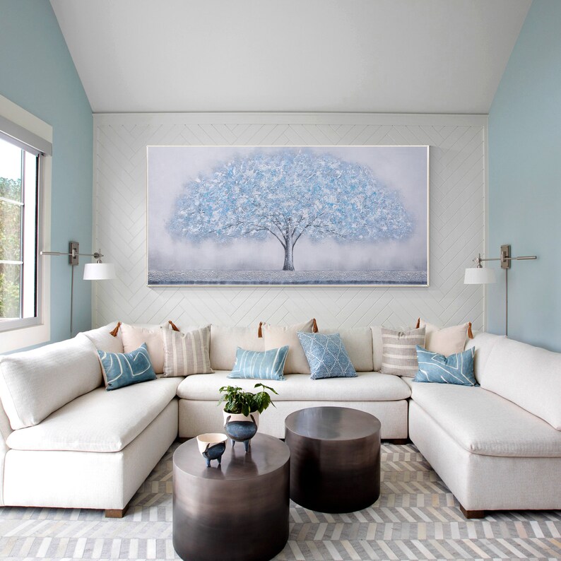 Abstract Blue Tree Painting With Stonetree of Life - Etsy