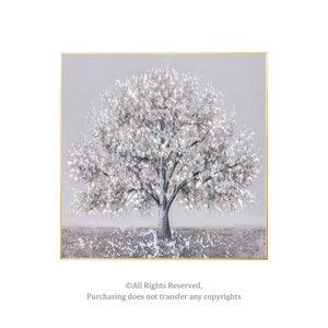 Original Silver Leaf Tree Painting/tree Wall Art/silver Wall Decor ...