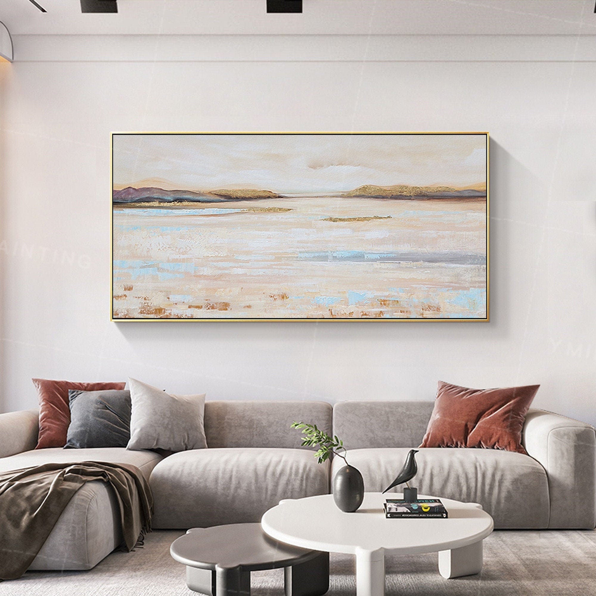 Framed wall art acrylic coral pink abstract Paintings on | Etsy