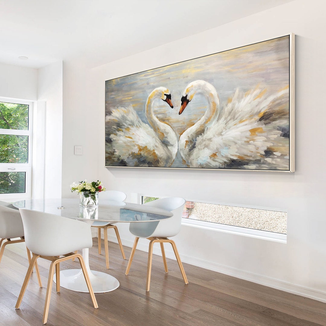 Swan Painting,swan Art,swan Wall Art,swan Decor,bird Painting,abstract ...