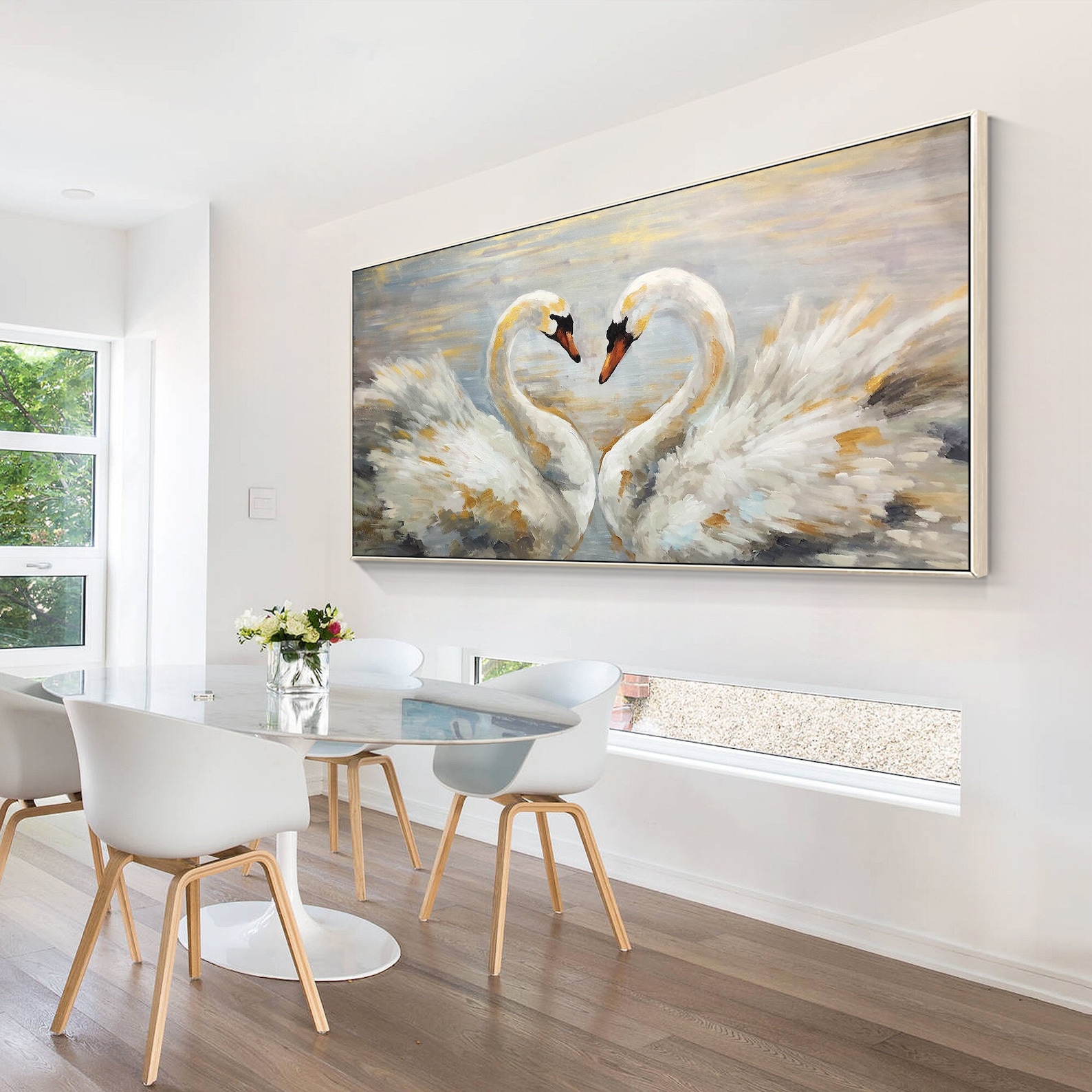 Swan Painting,swan Art,swan Wall Art,swan Decor,bird Painting,abstract ...