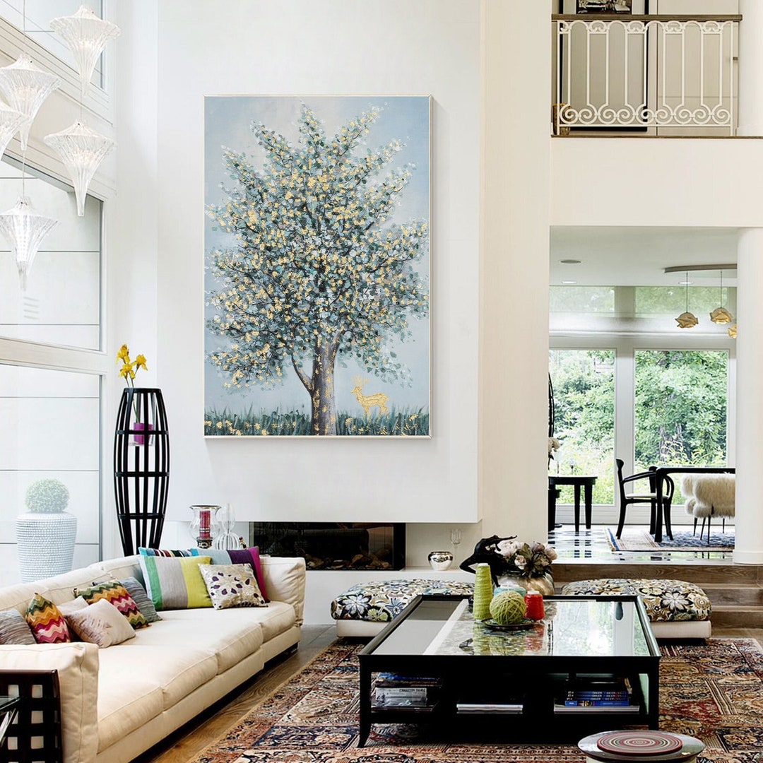 Original Green Tree Painting,geen Tree Wall Art,textured Art,green ...