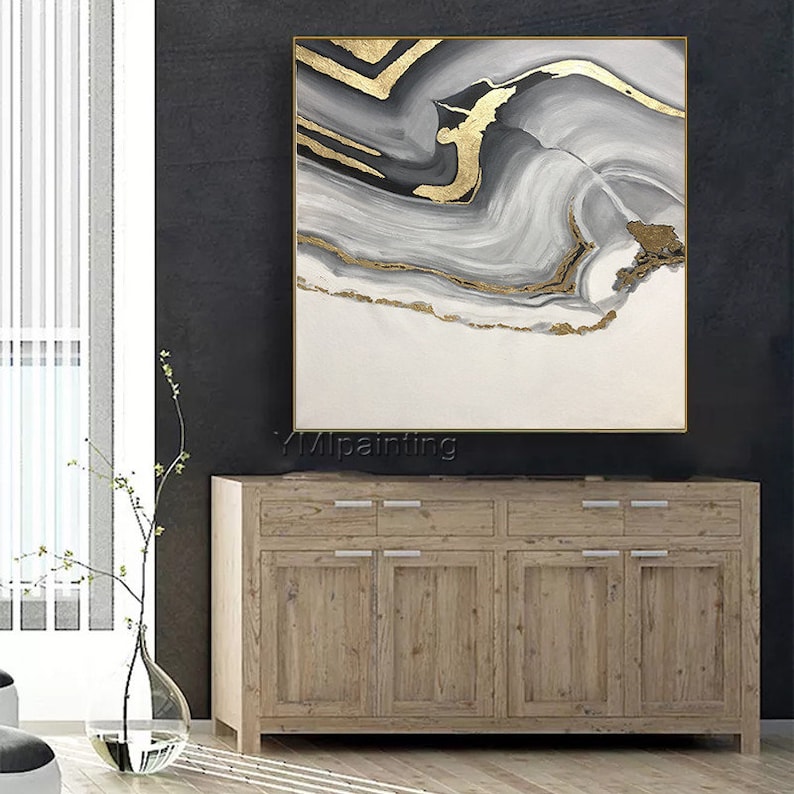 Modern abstract framed wall art acrylic painting on canvas | Etsy