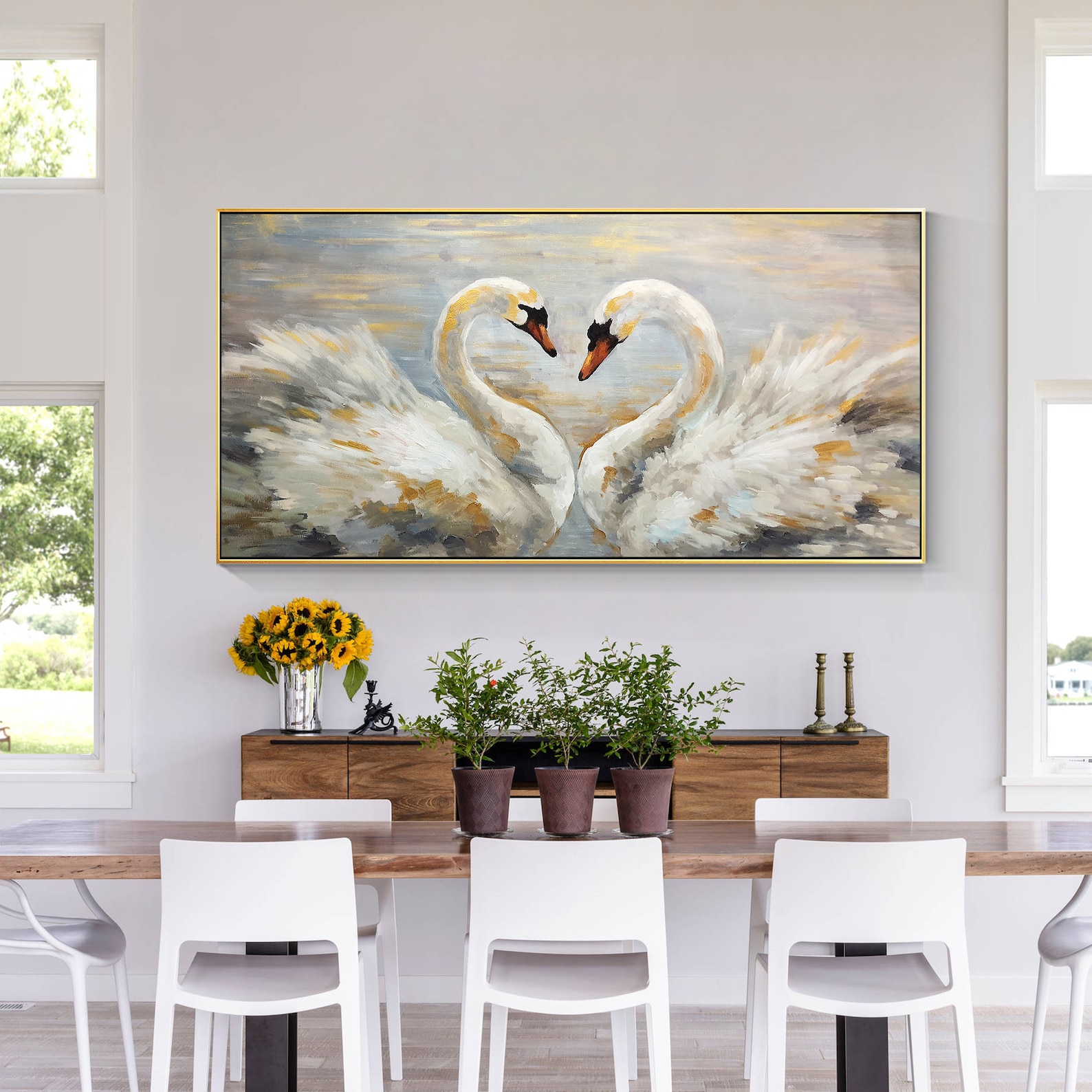 Swan Painting,swan Art,swan Wall Art,swan Decor,bird Painting,abstract ...