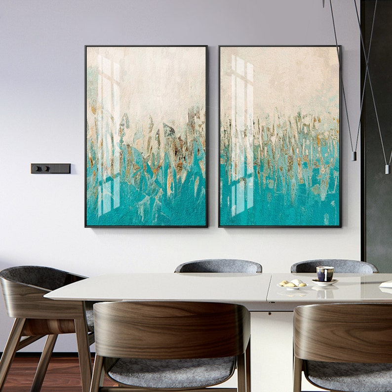 Set of 2 Wall Art Gold Art Framed Painting 2 Piece Wall Art - Etsy