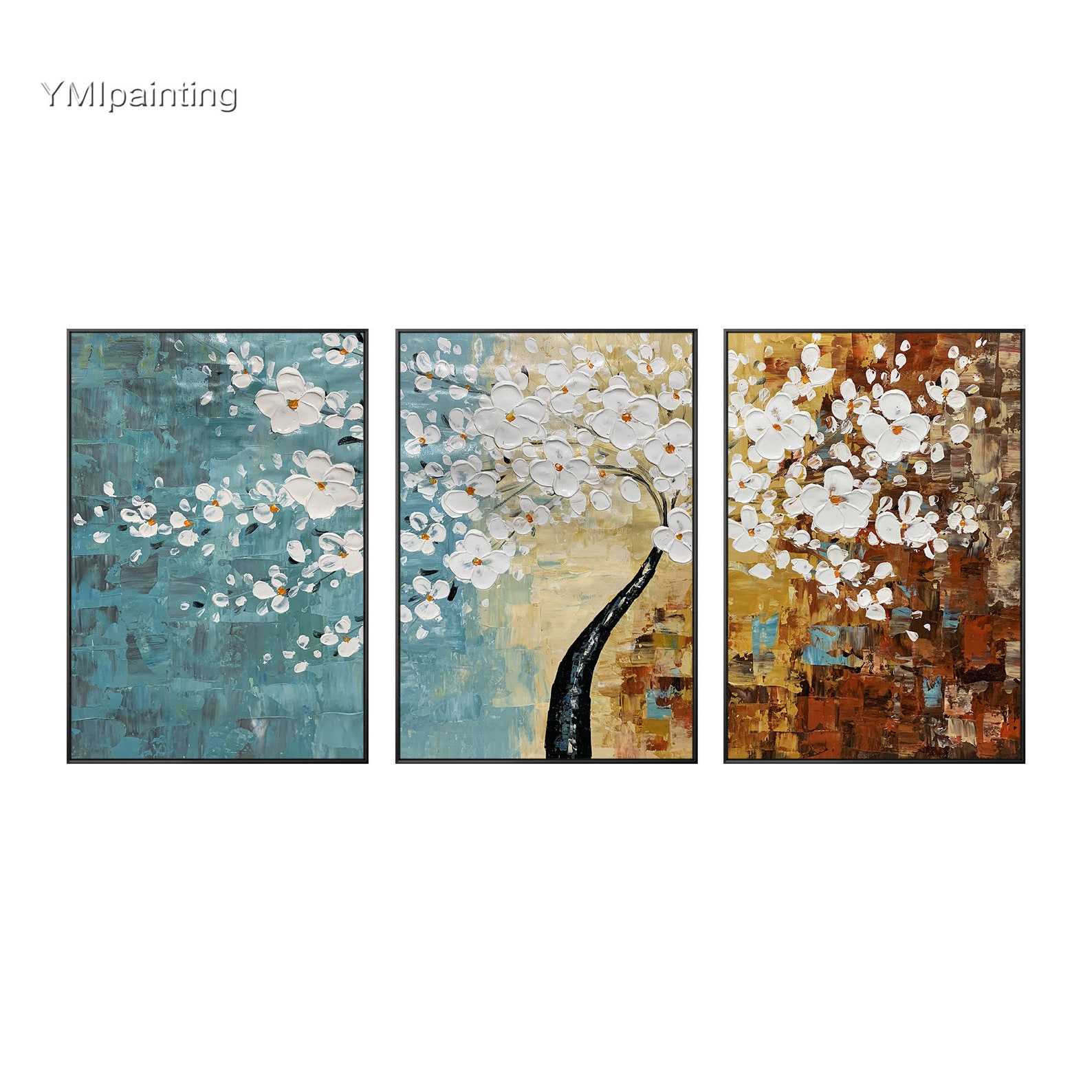 3 Piece Wall Arttree Paintingframed Wall Artflower - Etsy