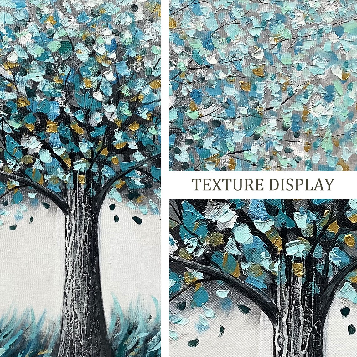 Tree Painting on Canvas Original Grass Large Painting/framed - Etsy