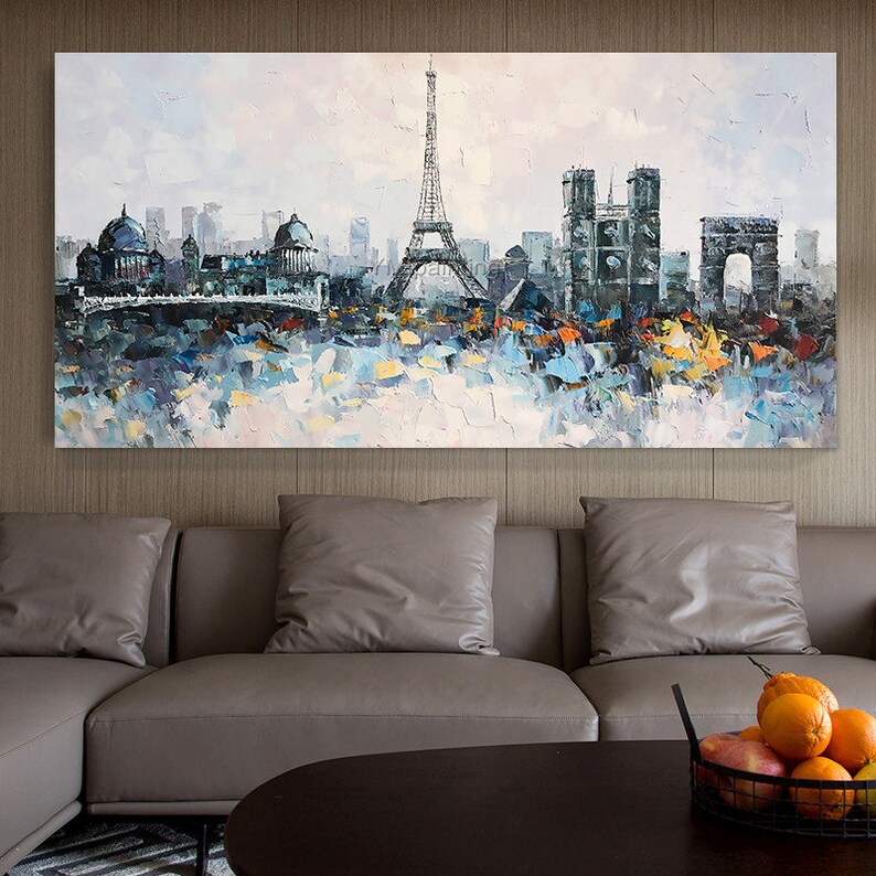 Paris Wall art Eiffel Tower cityscape skyline abstract city | Etsy