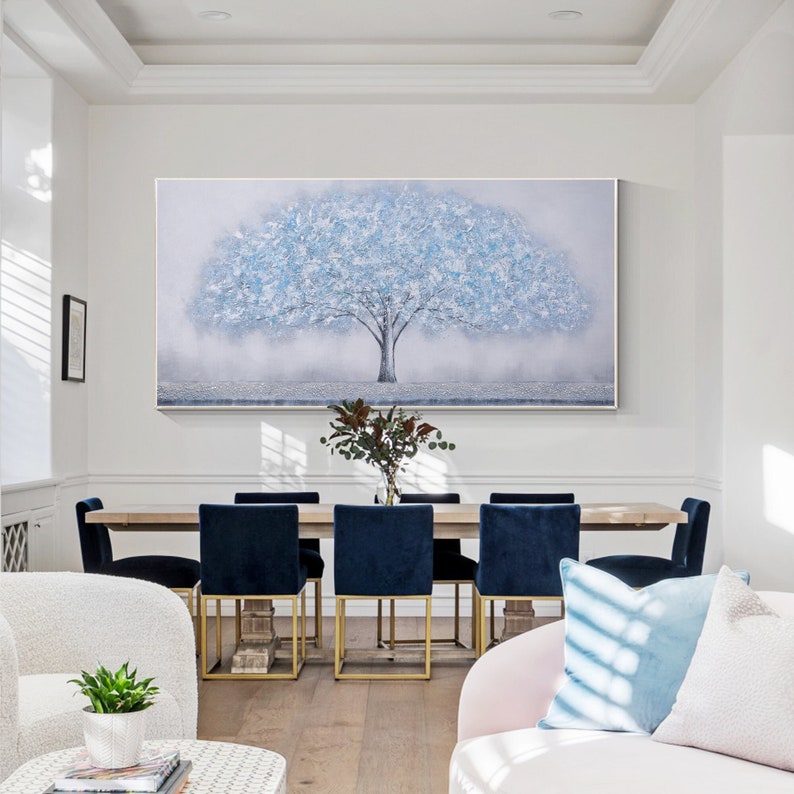 Abstract Blue Tree Painting With Stonetree of Life - Etsy
