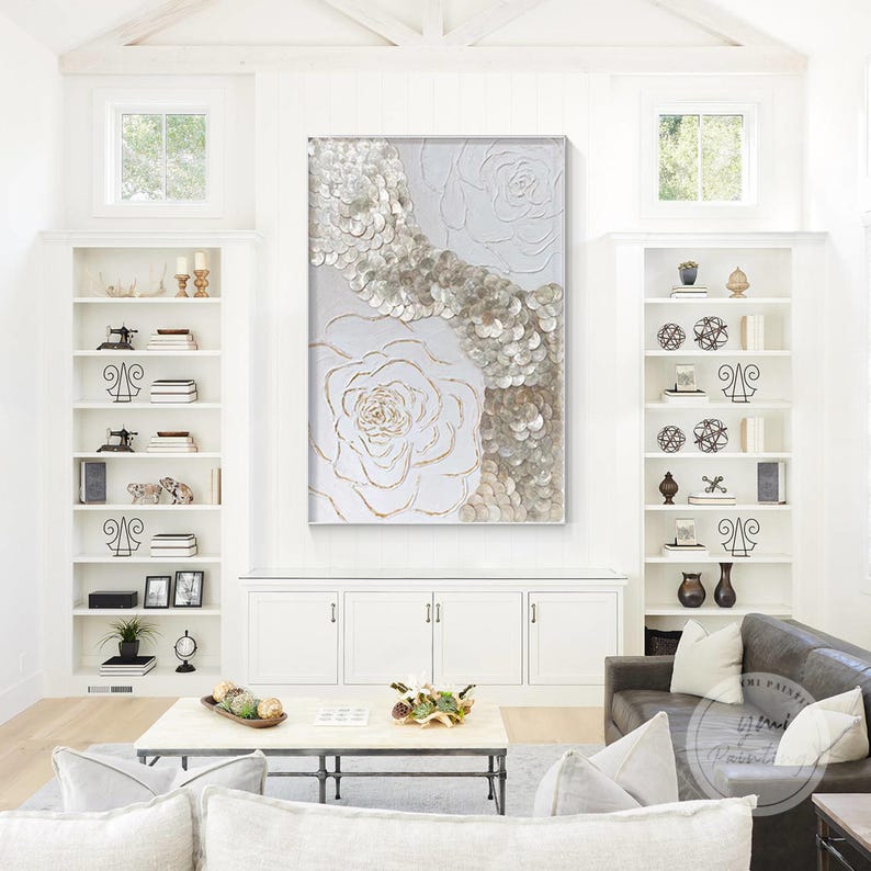 3D Capiz Shell Flower Wall Art: Large Modern Floral Decor - Etsy