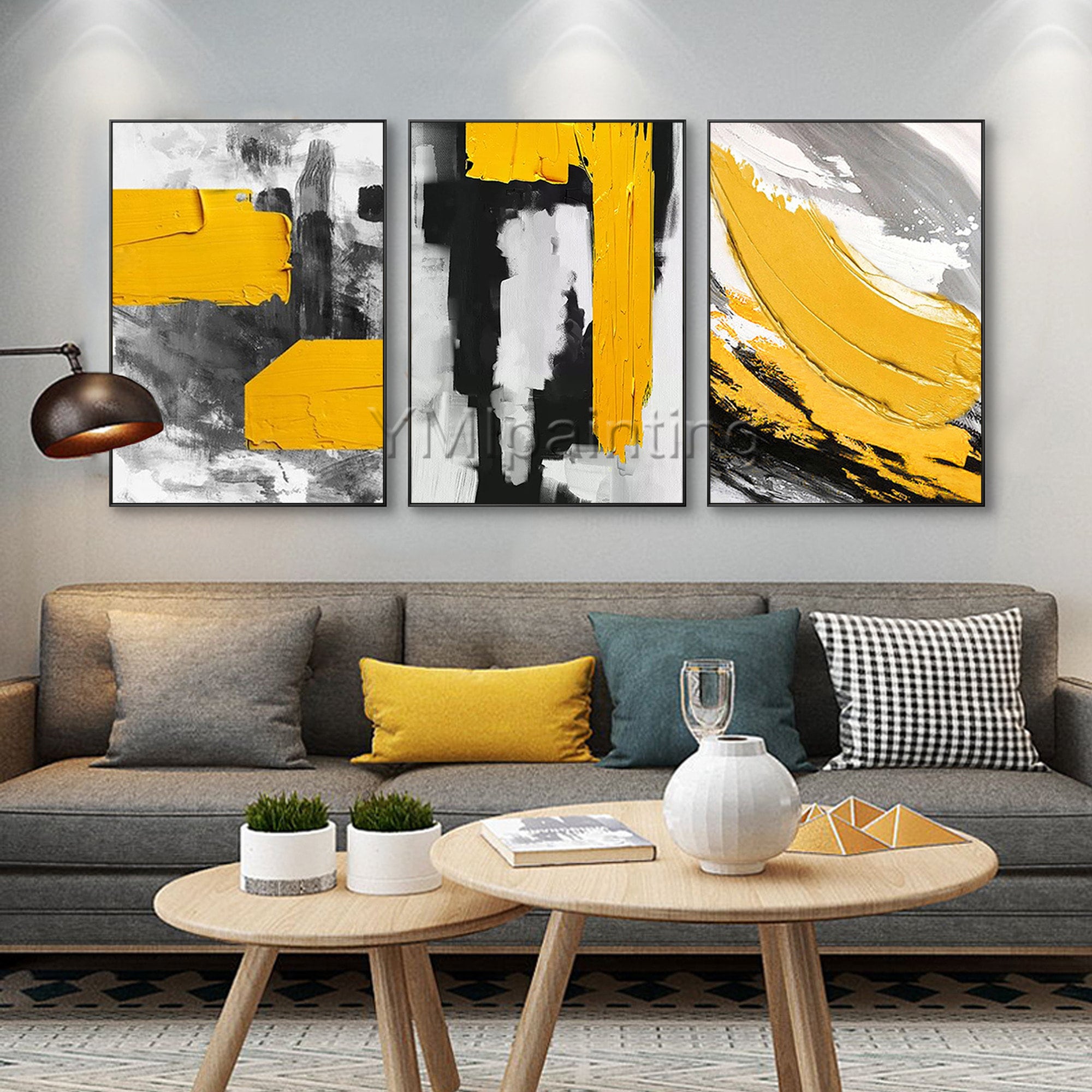 Abstract Acrylic framed wall art Paintings On Canvas black | Etsy