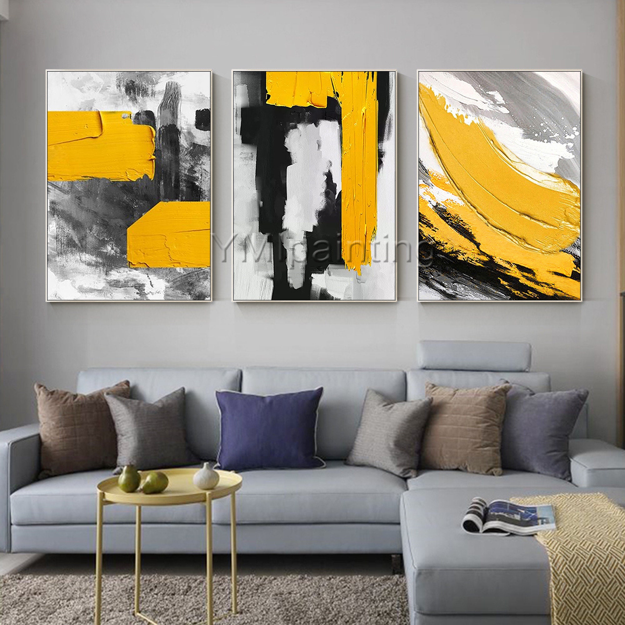 Abstract Acrylic framed wall art Paintings On Canvas black | Etsy