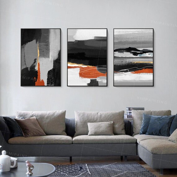 Gold Art Geometric Painting 3 Piece Wall Art Framed Painting - Etsy