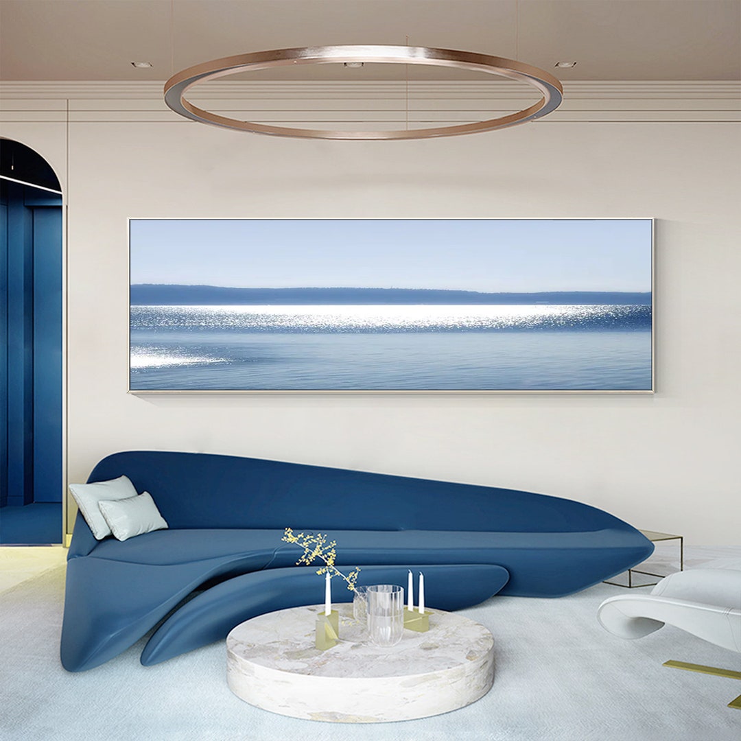 Blue Abstract Art,long Narrow Wall Art,framed Art,abstrct Art,modern ...