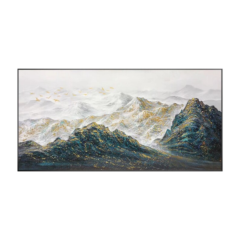 Abstract Mountain Paintinggold Mountain Paintingteal Wall - Etsy