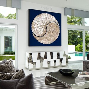 Luxury Capiz Shell Yin-yang Wall Art,handmade 3D Gold Shell Decor,navy ...