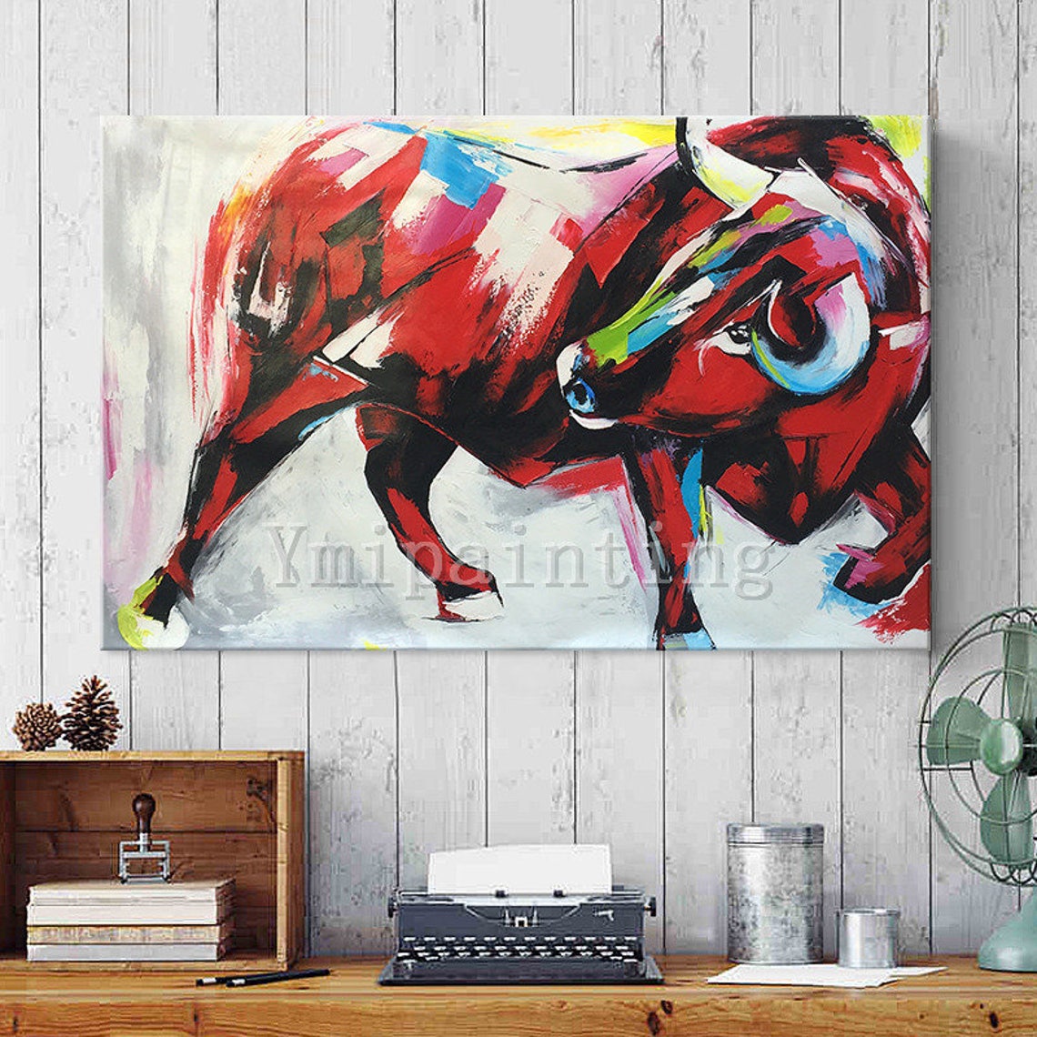 Animal Painting Bull Painting Bull Decor Art Original Oil - Etsy
