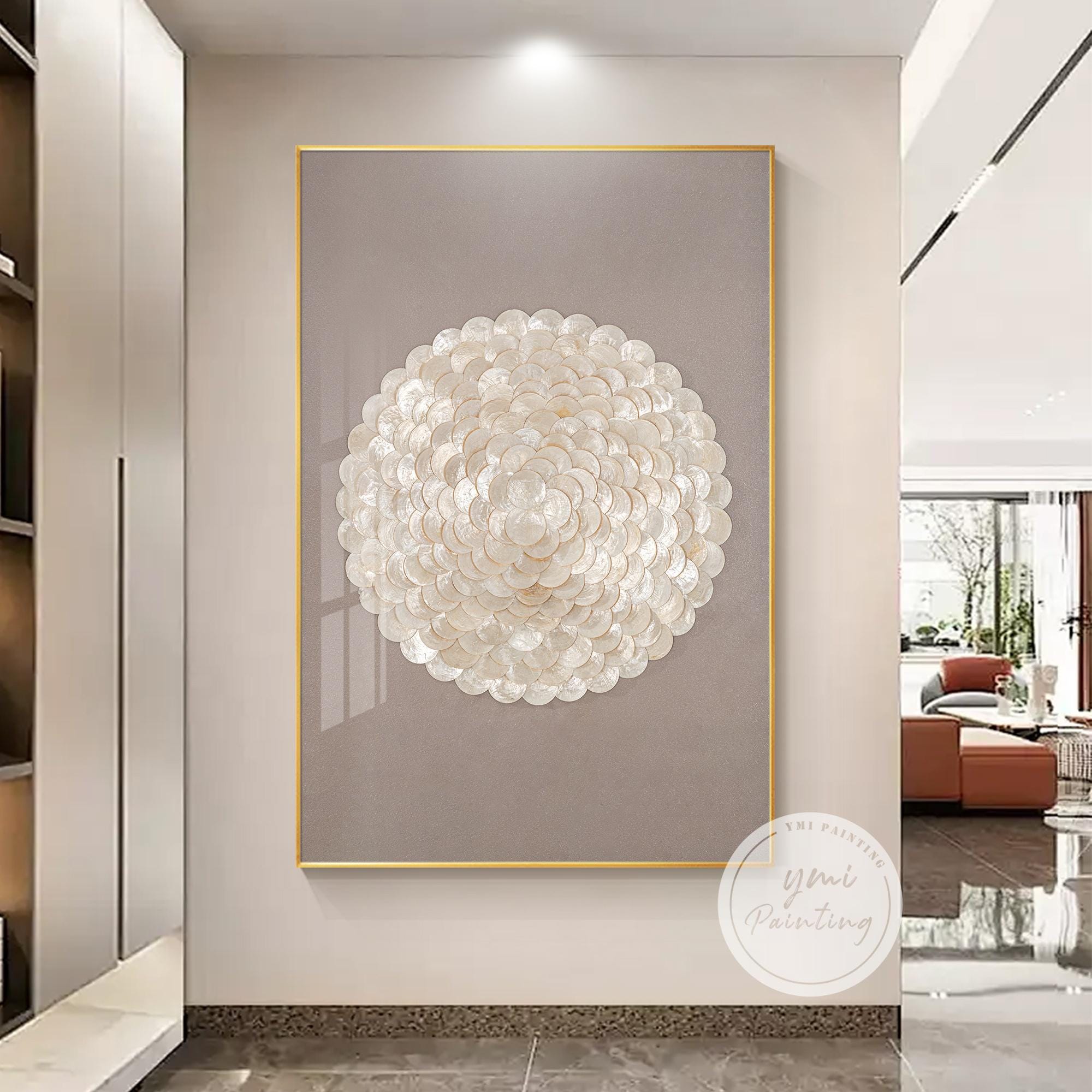 3D Capiz Shell Wall Art: Luxury Coastal Shadowbox,living Room Wall Art ...