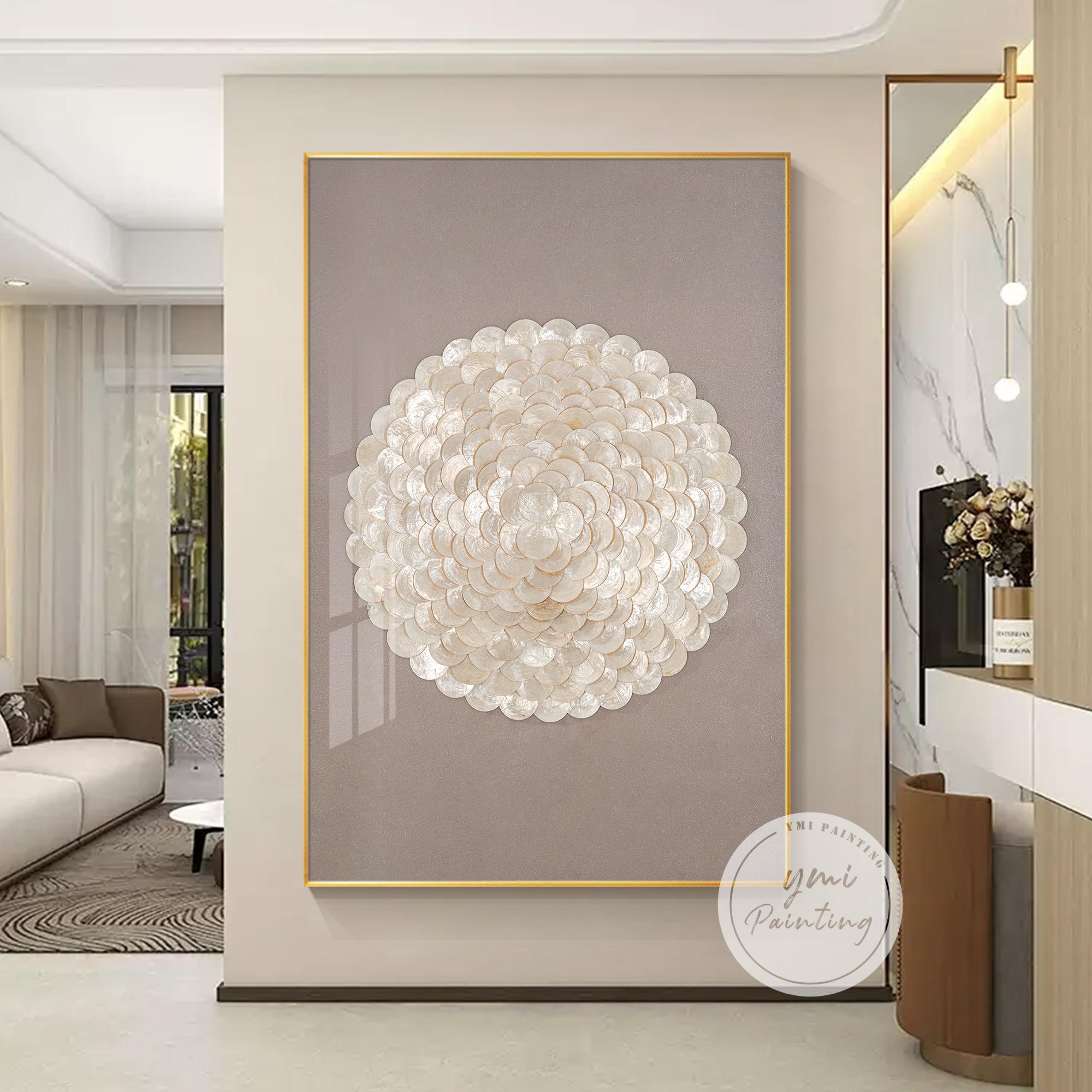 3D Capiz Shell Wall Art: Luxury Coastal Shadowbox,living Room Wall Art ...