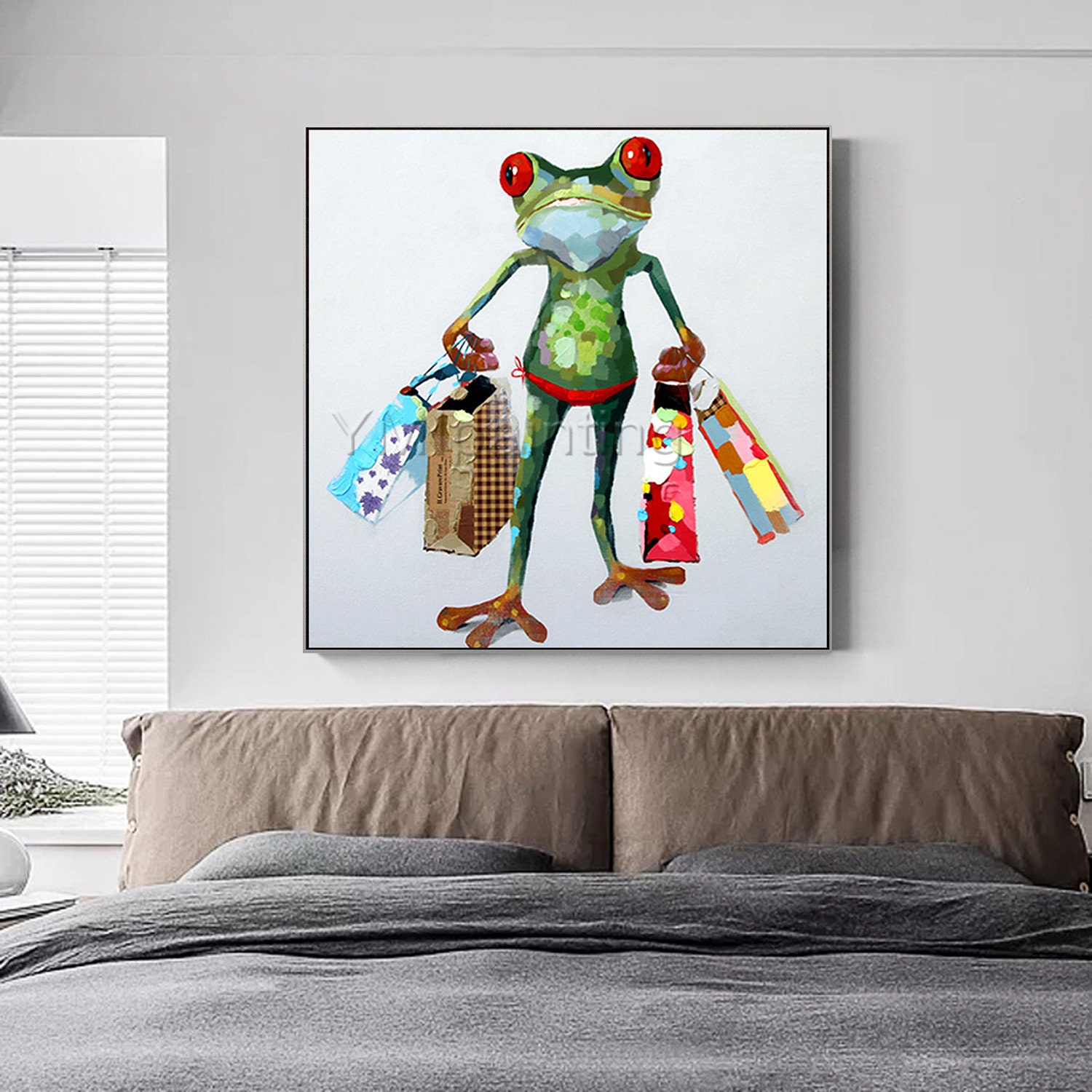 Green Frog Acrylic Painting on Canvas Art Modern Abstract Pop - Etsy