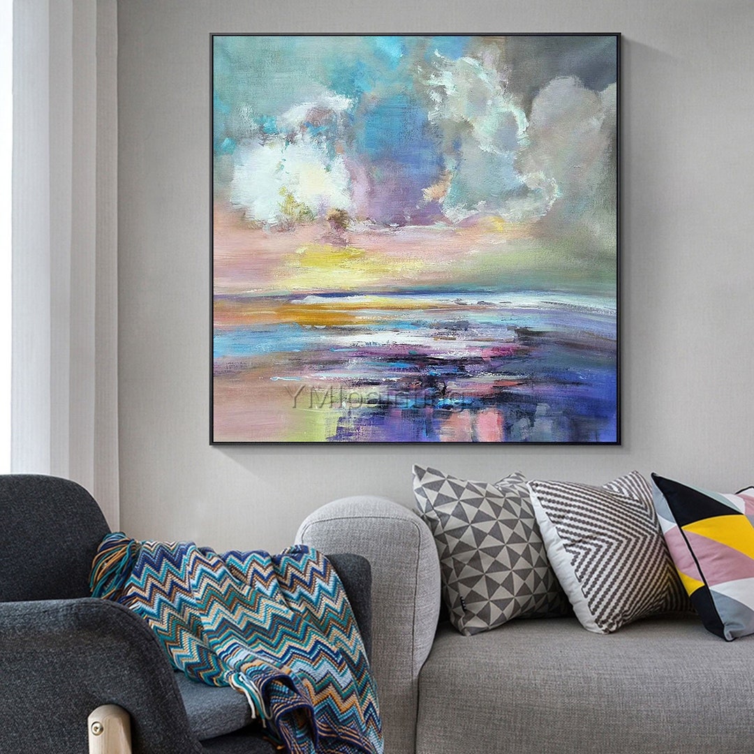 Modern Abstract Canvas Painting on Canvas Original Acrylic Cloudy Wall ...