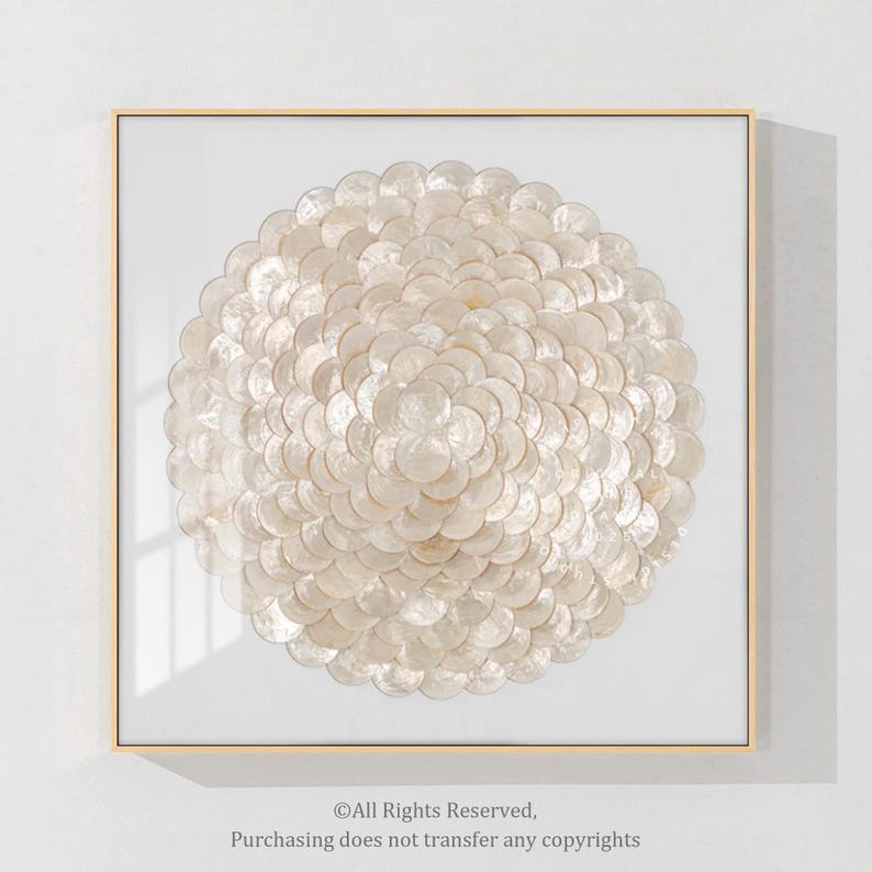 3D Capiz Shell Wall Art: White & Gold Coastal Decor,oversized Wall Art ...