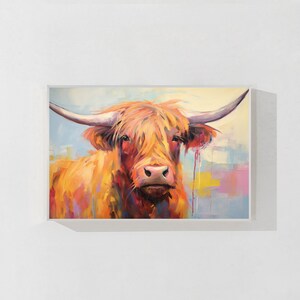 Highland Colorful Cow Painting,farmhouse Art,extra Large Cattle Wall ...