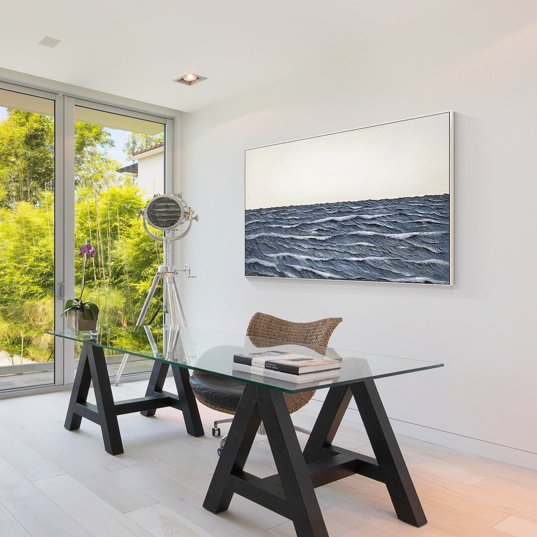 Painting Sea,blue Wall Art,textured Wall Art,ocean Art,beach Art,beach ...