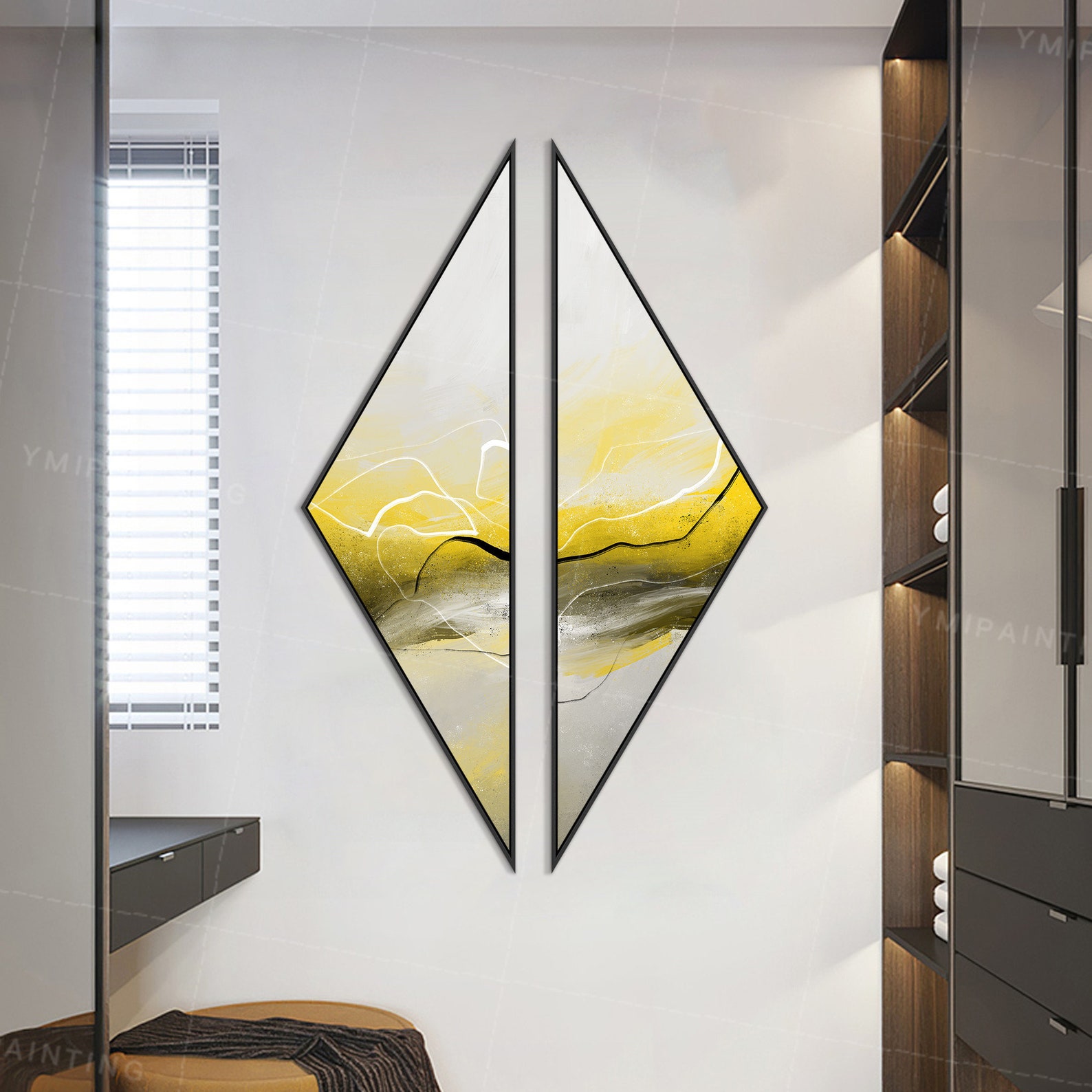 Framed Wall Art Set of 2 Wall Art Abstract Paintings on Canvas | Etsy