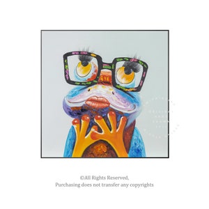Frog With Glasses Palette Art,frog Painting,original Large Pop Art,frog ...