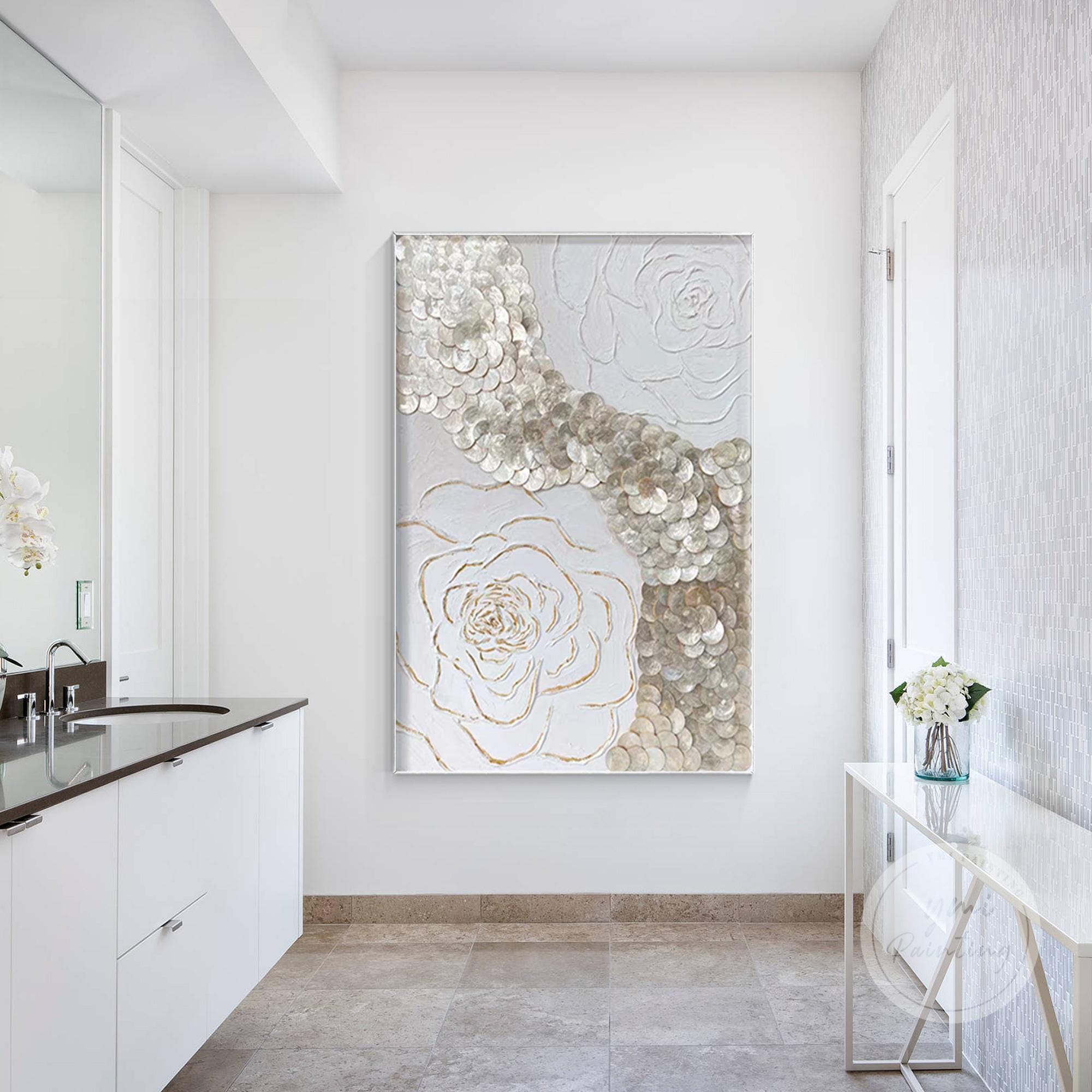 3D Capiz Shell Flower Wall Art: Large Modern Floral Decor - Etsy